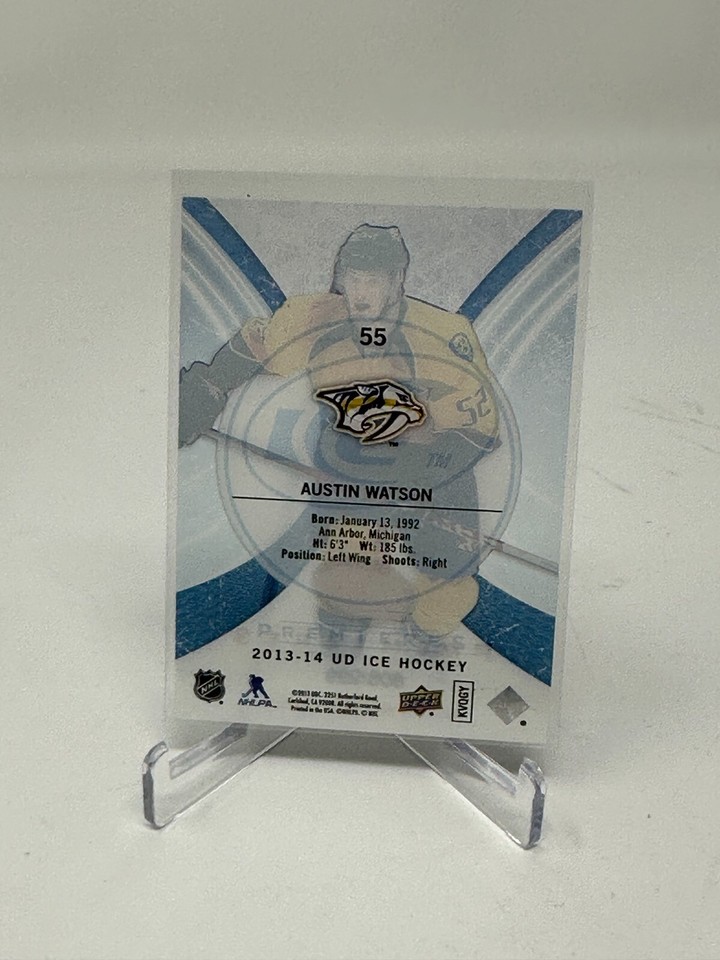 2013-14 UD Ice Premiers Hockey Austin Watson Rookie RC Card #55 #808/ ...