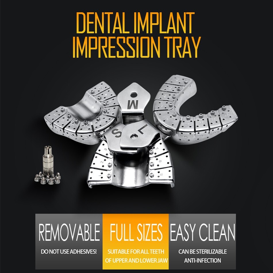 2 PCS Stainless Steel Implant Impression Trays Upper & Lower Removable ...
