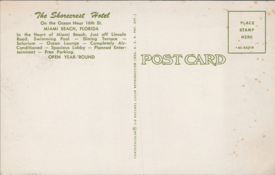 The Shorecrest Hotel Miami Beach Florida Chrome Postcard C038 | eBay