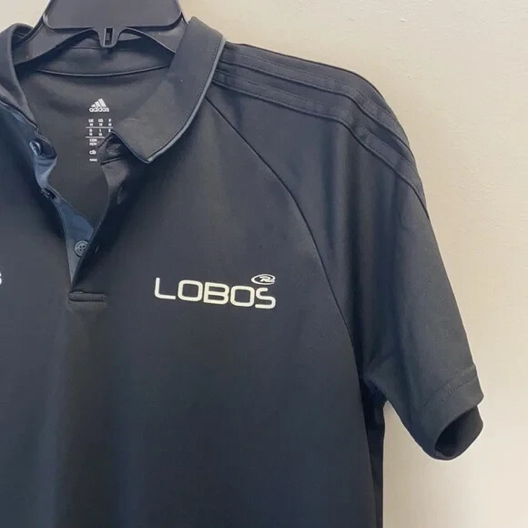 Adidas Lobos Mens M Golf Polo Shirt Climalite Short Sleeve Logo Black ...