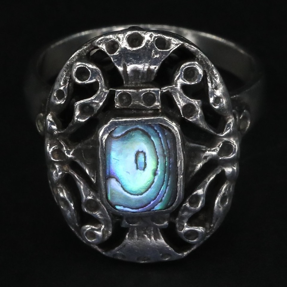 VTG Sterling Silver - Abalone Inlay Filigree Ring Size 8.5 - 6g | eBay