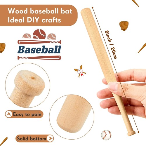 Marsui 12 Pack Mini Baseball Bat 8 Inch Unfinished Small Wooden Bats ...