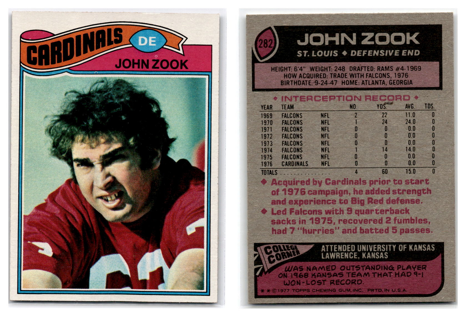 1977 Topps #282 John Zook EXMT/NM - St. Louis Cardinals | eBay