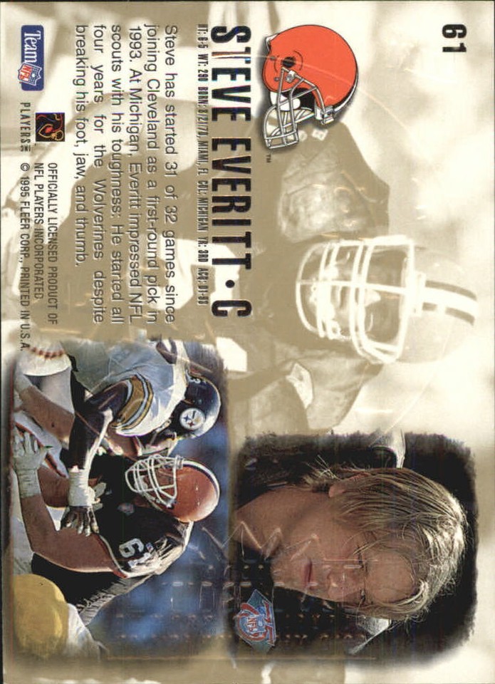 1995 Ultra Gold Medallion Cleveland Browns Football Card #61 Steve ...