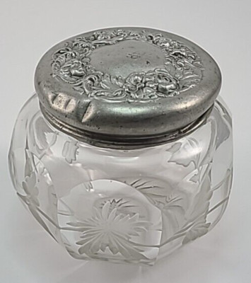 Vintage Crystal Vanity Powder Jar/ Dish *READ description* | eBay