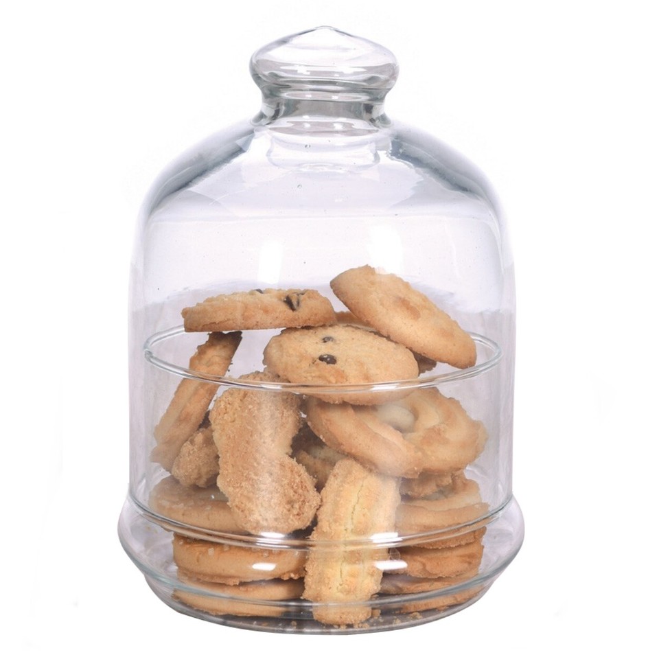 Large Glass Cookie Jar Storage Pot Biscotti Biscuit Sweets Snacks Candy ...