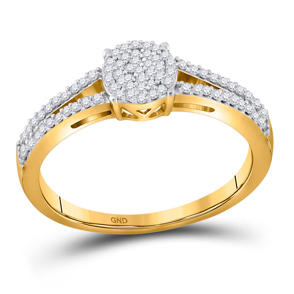 10kt Yellow Gold Womens Round Diamond Split-shank Circle Cluster Ring 1 ...
