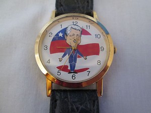 Rare President Bill Clinton Political Quartz Watch Runs Backwards Works ...
