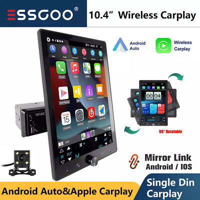 Single Din 10" Touch Screen Stereo Bluetooth Radio Car Apple/Android ...