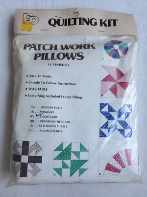 Quilting Kit Windmill Patch Work Pillows 14" by Fabric Patch New Sealed ...