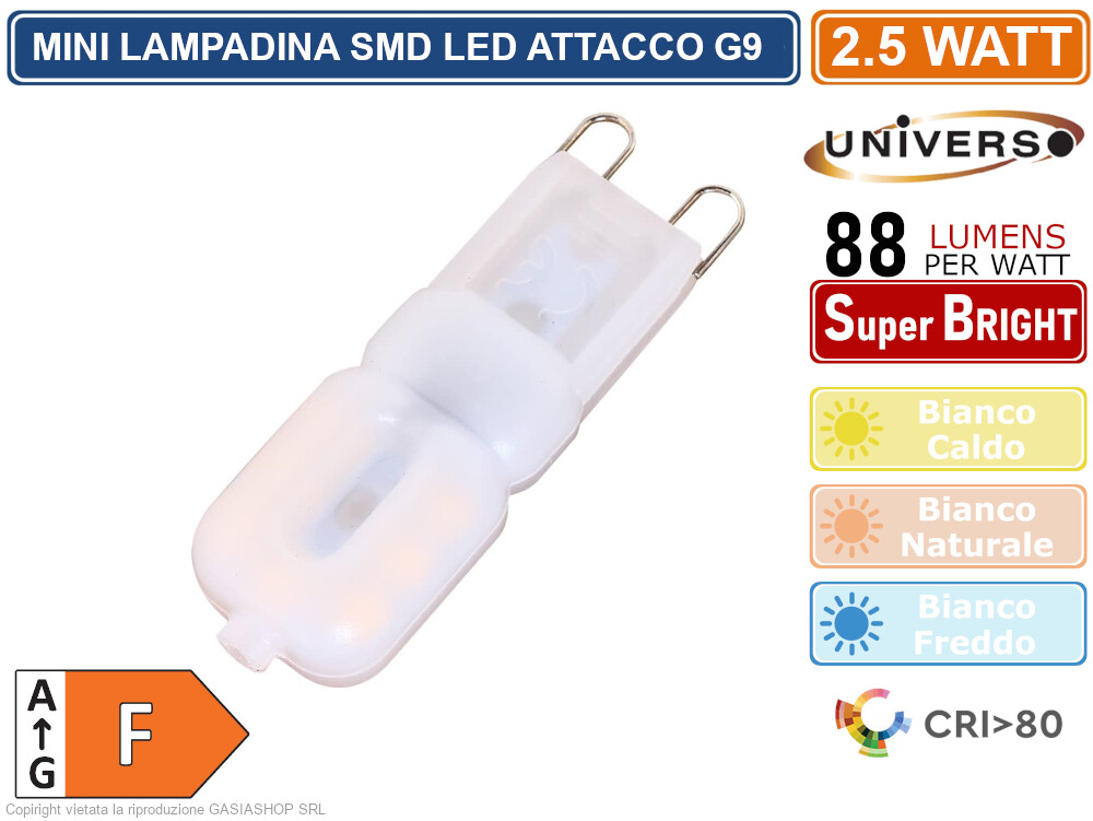 10 PEZZI UNIVERSO G9-09O LAMPADINA LED G9 2.5W BULB CHIP SMD 300° 220 ...