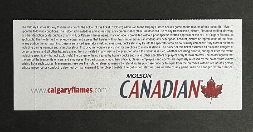 3/4/06 CALGARY FLAMES 25th ANN NHL TICKET vs SAN JOSE SHARKS - TIM ...