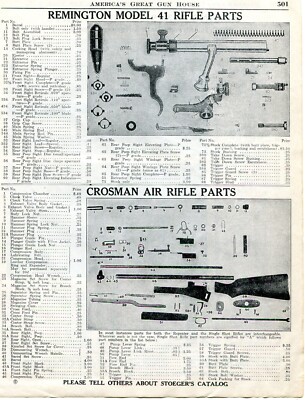 1941 Print Ad of Remington Model 41 Rifle & Crosman Air Rifle Parts ...