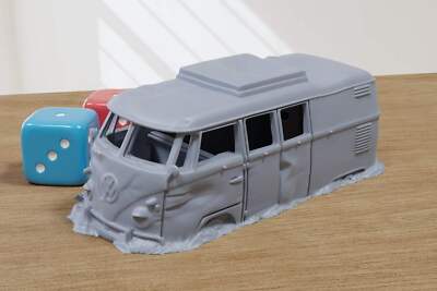 Wrecked Vintage Camper Van - 3D Printed Vehicle for Miniature Tabletop ...