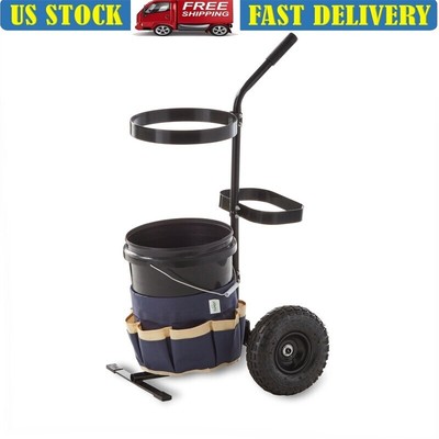 Garden Tool Caddy Rolling Organizer W/ 5 Gallon Bucket & Pneumatic ...