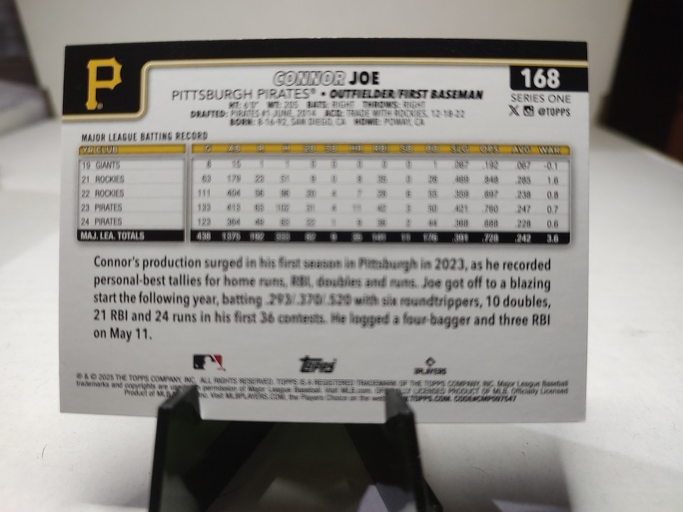 Connor Joe Pittsburgh Pirates 2025 Topps Diamante Foil Parallel #168 | eBay