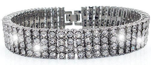 Mens Hip Hop Silver Plated Iced Bling 4 Row CZ 12mm Tennis Drake ...