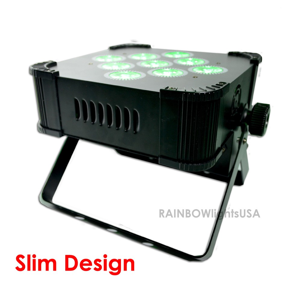 LED 9x18W RGBWA+UV battery powered WIRELESS DMX DJ Uplighting Par Can ...