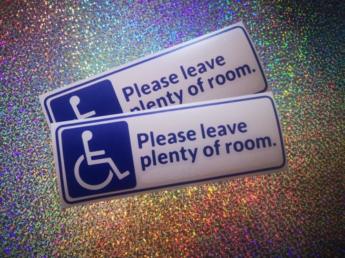 2x PLEASE LEAVE ROOM DISABLED SIGN car window bumper van vinyl decal ...