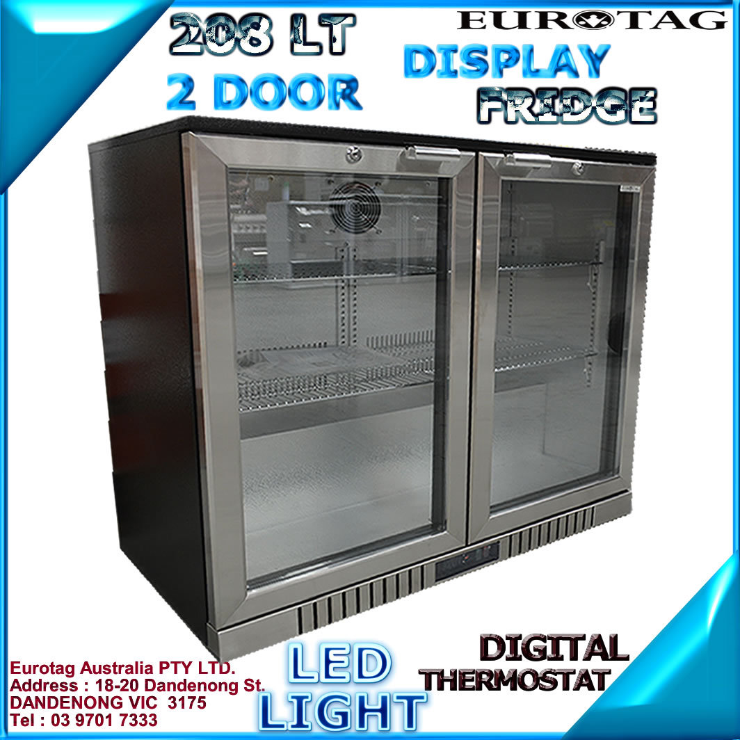 EUROTAG 208LT 2 DOOR UNDER BENCH BACK BAR DISPLAY Fridge Brand New 12 ...