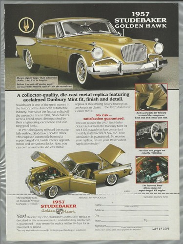 1997 Danbury Mint advertisement for the 1957 STUDEBAKER HAWK model | eBay