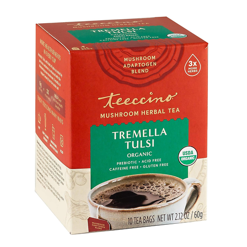 Tremella Tulsi Tea - Cardamom - Organic Mushroom Adaptogenic Herbal Tea ...