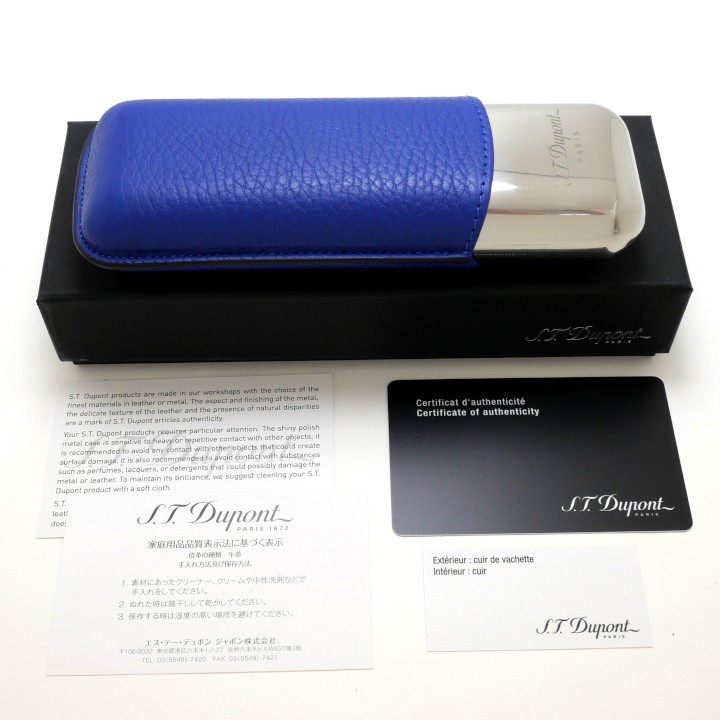 S.T.Dupont 183267 Double Cigar Case / Cigar Holder Blue & Chrome NEW | eBay