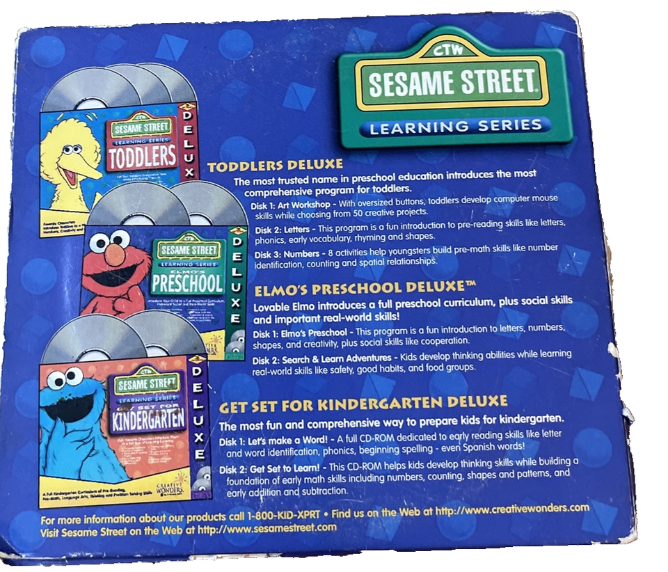 Sesame Street Elmo’s Preschool Deluxe 2-CD PC Rom Game-Very Rare-SHIPS ...