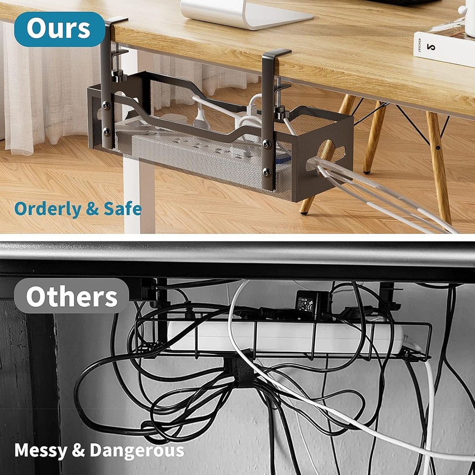 Cable Desk Organizer Tray 🧩 Under Desk Wire Management for Office ...