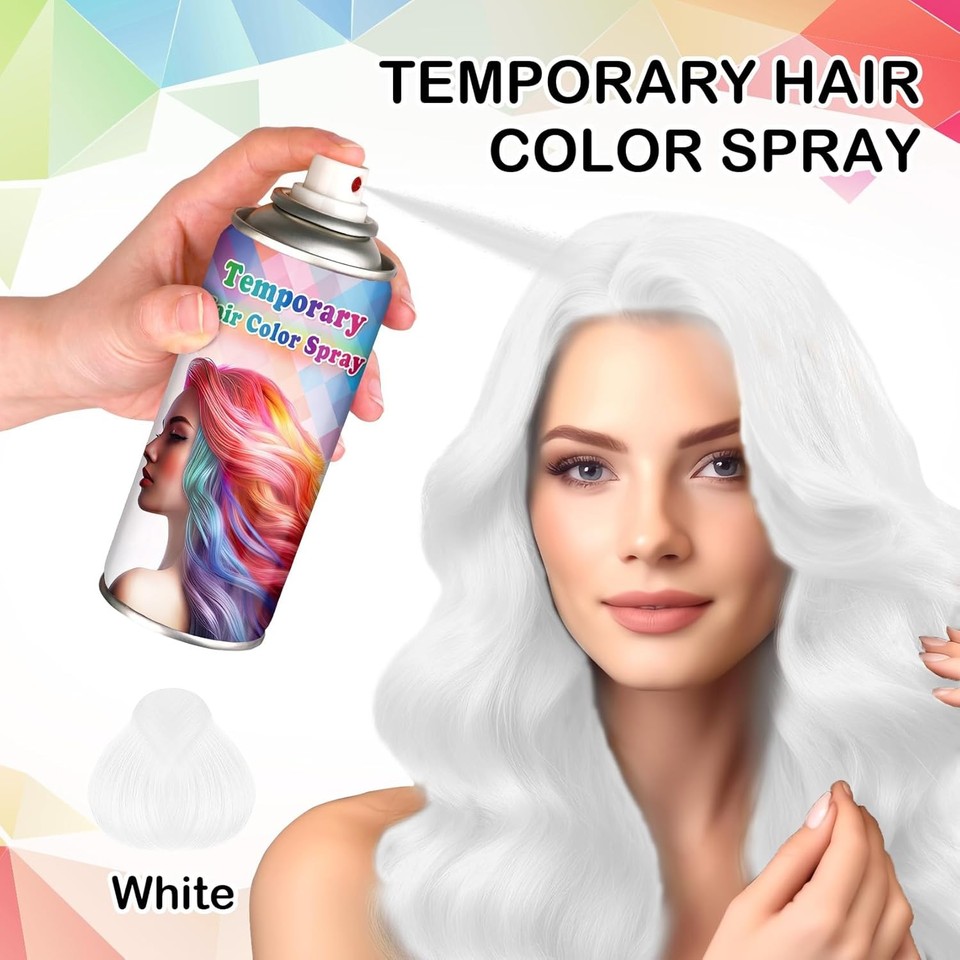 AOAZXBB Temporary Hair Colour Spray White Hair Spray, 1-Day Washable ...