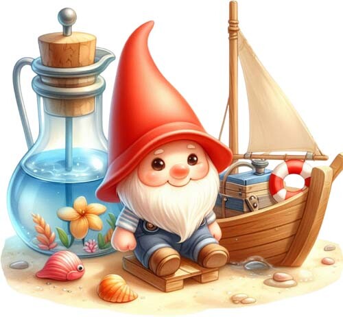 Summer Beach Gnome Gonk Wall Art Window Nursery Colourful Vinyl Sticker ...