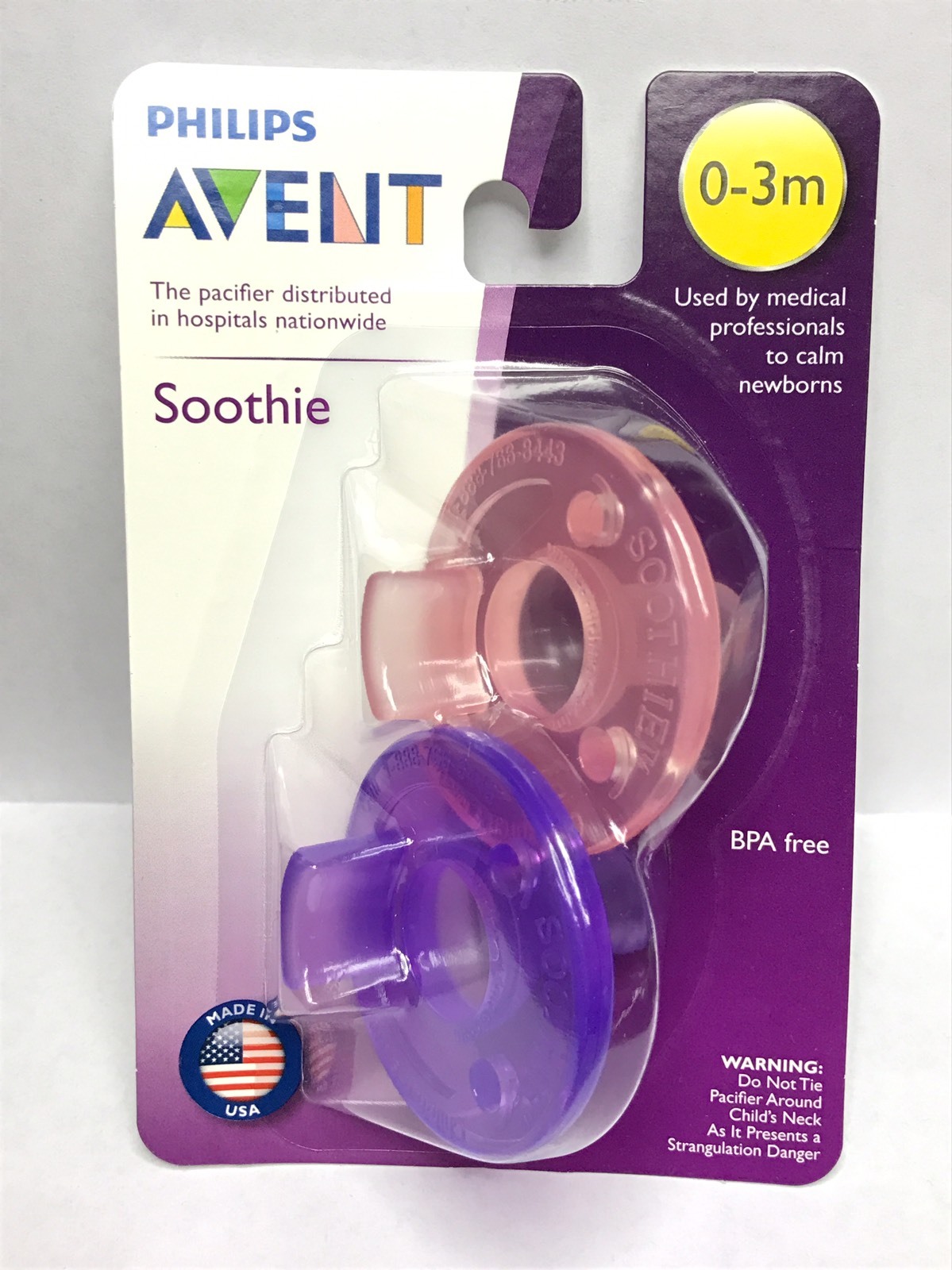 2-Pack Philips AVENT Soothie Pacifier 0-3 Months Baby BPA FREE Pink ...