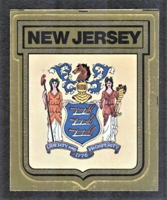 NEW JERSEY STATE FLAG/SEAL Vintage Gulf 3x4" Sticker-Decal-Medallion ...