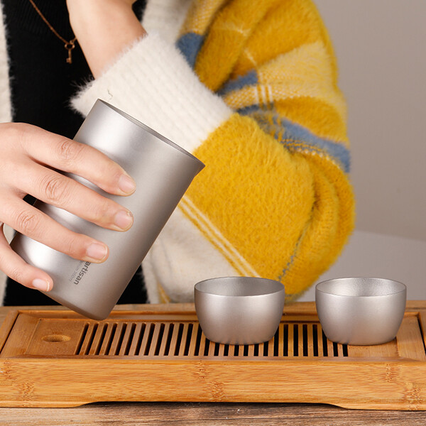 Travel Double-wall Pure Titanium Portable Tea cup Container With ...