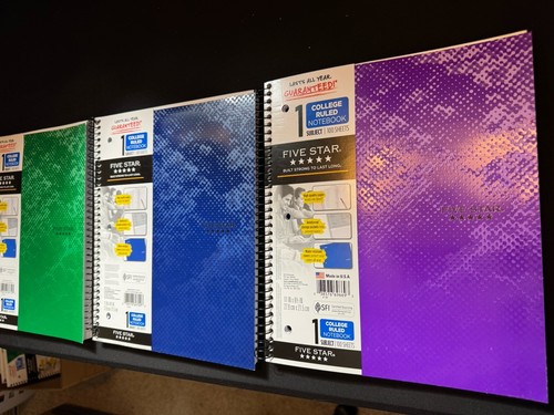 Lot of 3 MEAD FIVE STAR College Ruled 1 subject Notebooks - Various ...