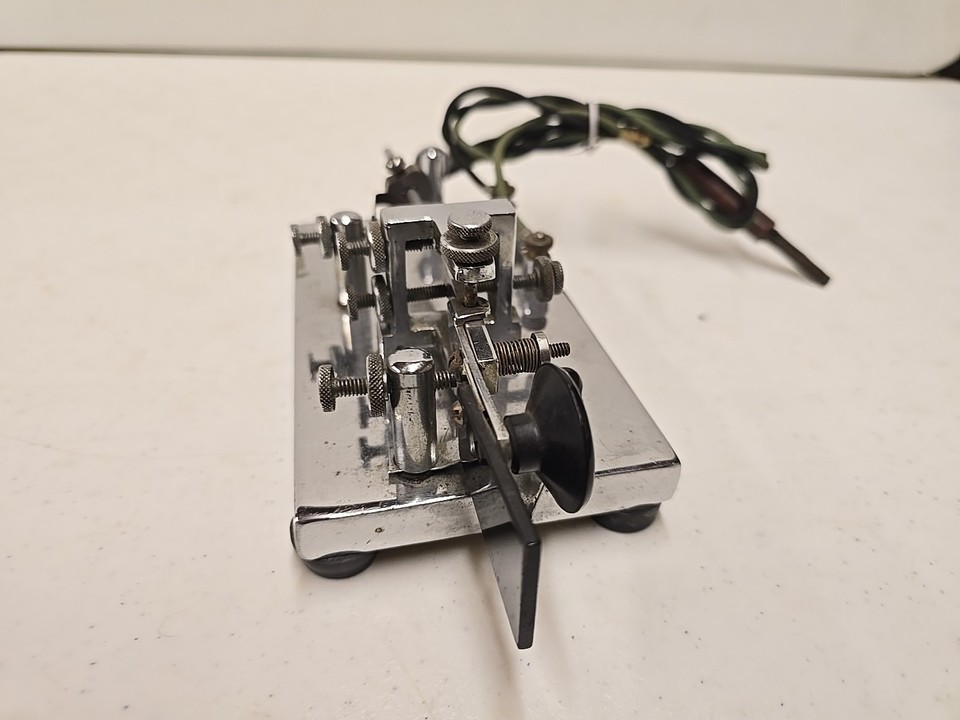 Vintage Unmarked Chrome Semi Automatic Telegraph Morse Code Key Bug | eBay