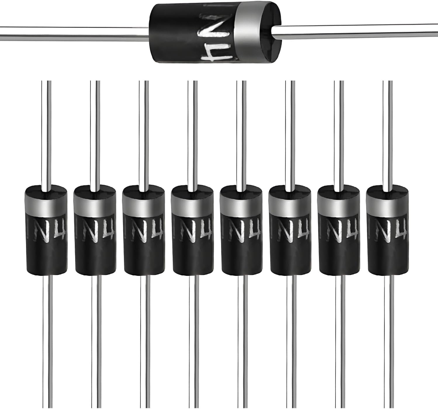 (Pack of 100 Pieces) 1N4004 Rectifier Diode 1A 400V DO-41 (DO-204AL ...