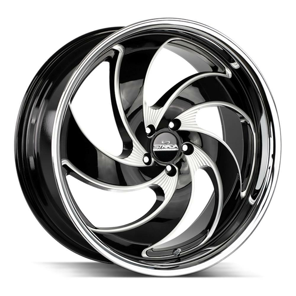 22 inch 22x9 Strada RETRO 5 Black Milled SS wheels rims 5x5 5x127 +15 ...