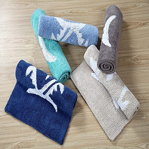 Home Skipjack Reversible Cobalt Blue 17"" W x 24"" L Bath Rug ...