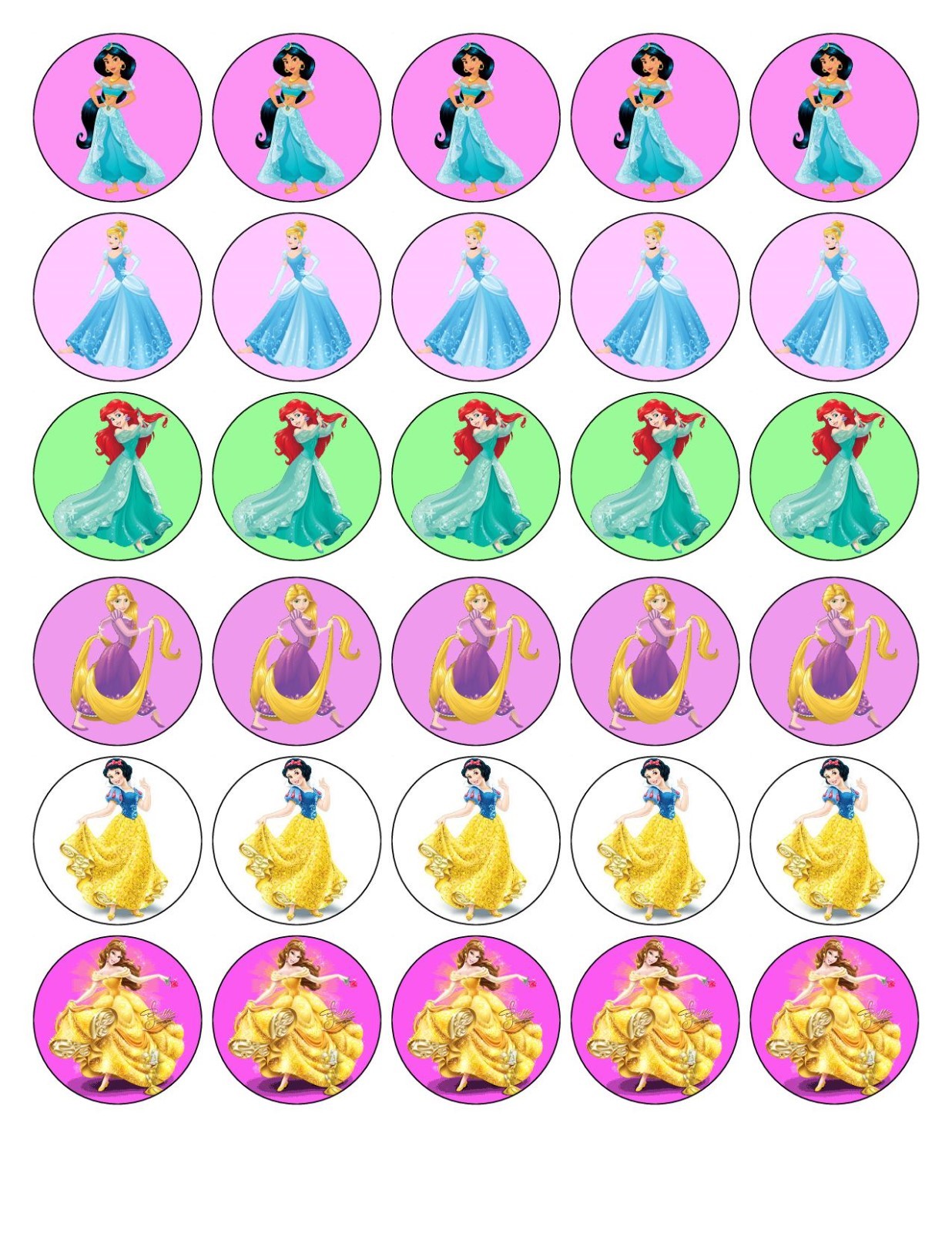 30 Disney Princess Edible Wafer Paper Birthday Party Cupcake Toppers 3 ...