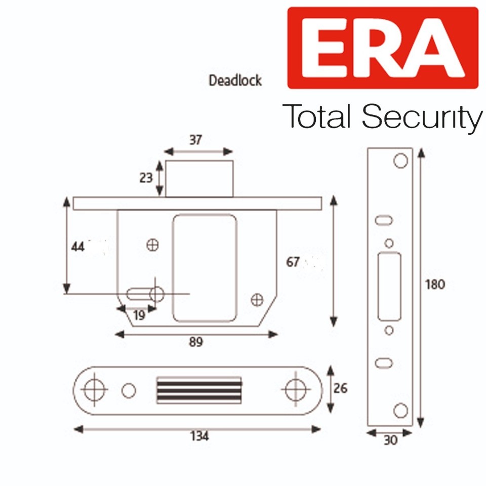 63mm ERA BRASS DEADLOCK High Security Mortice Front Door Latch Fortress ...