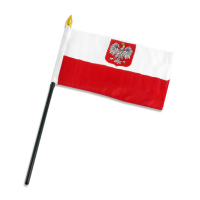 Polish Poland Eagle 4"x6" Flag Desk Table Stick Premium Polyester 100D ...