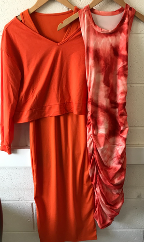 Ladies Orange Summer Clothing Bundle 2 Maxi Dresses & 1 Cropped Top S/M ...