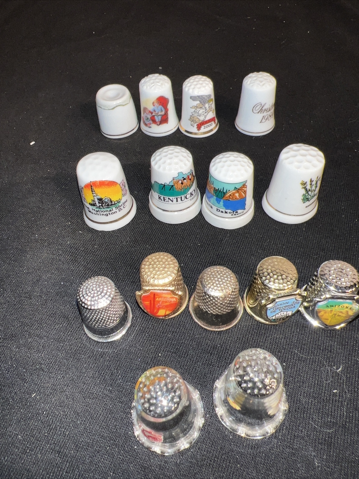 Vintage Collection LOT of 15 Thimbles Ceramic,Metal & Glass | eBay