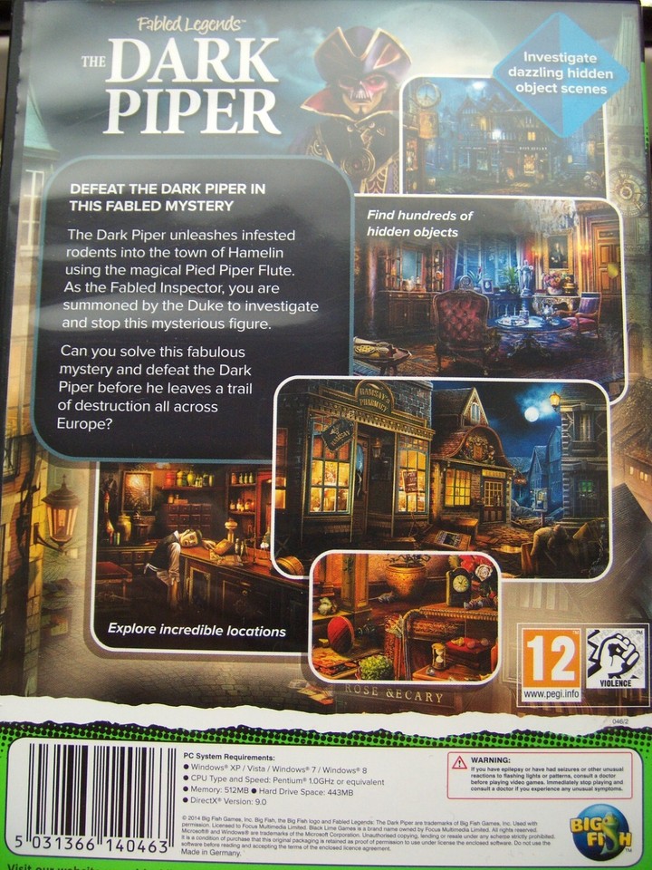 FABLED LEGENDS---THE DARK PIPER---HIDDEN OBJECT GAME---PC CD | eBay UK