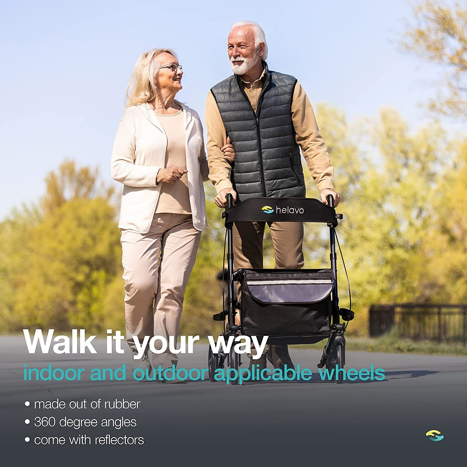 Helavo Rollator Walker for Seniors – Foldable Outdoor Walker with Seat ...