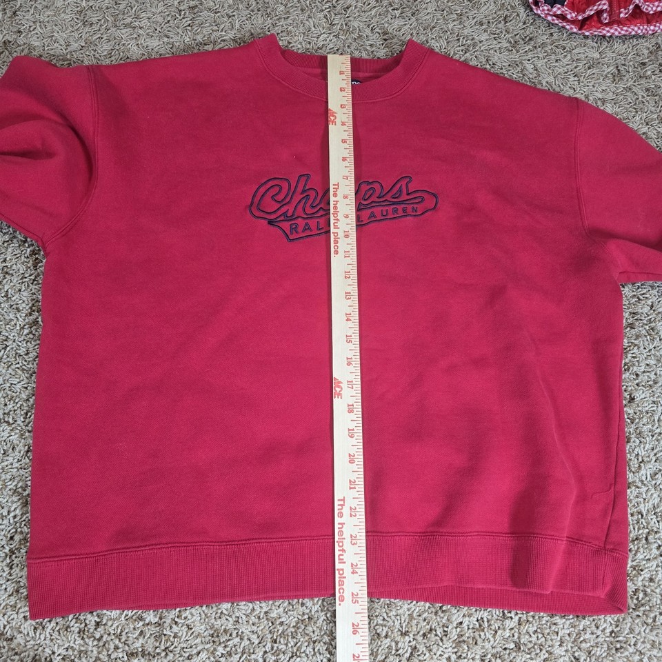 Vintage Chaps Ralph Lauren Spell Out Cew Neck Red Large | eBay