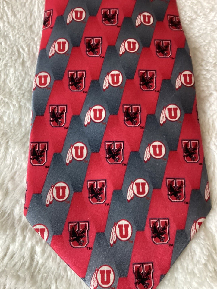 Eagles Wings Utah Utes All Over Print Logos Mens Neck Tie 100% Silk Red ...
