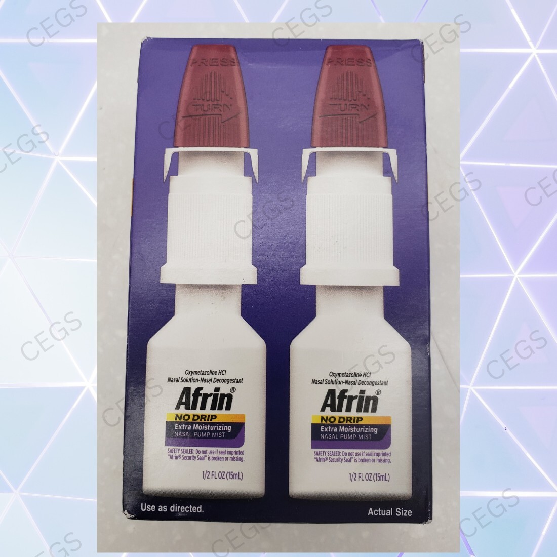 Afrin No Drip Extra Moisturizing Spray Nasal Congestion Relief - 2 Pack ...