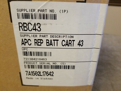 Genuine OEM APC 43 UPS RBC43 Replacement Battery Cartridge w/ Batteries ...
